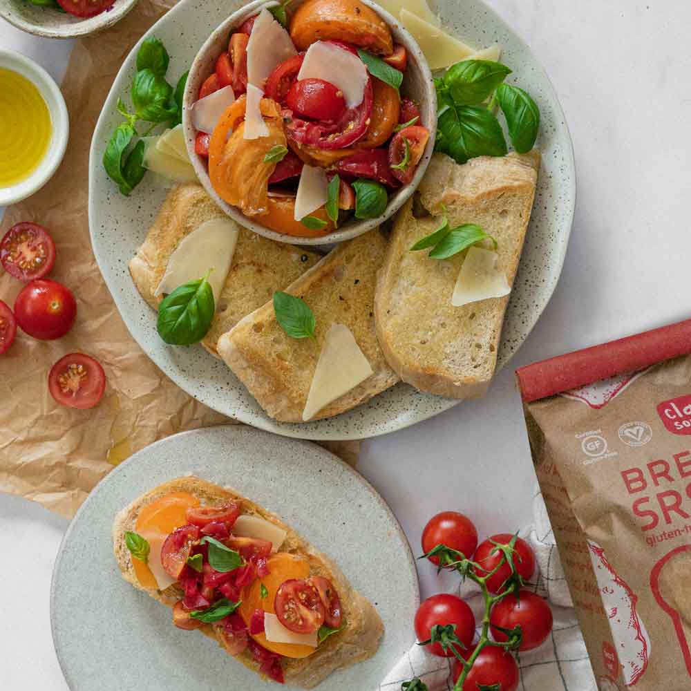 Classic Bruschetta on Gluten-Free Sourdough Toast – Bread SRSLY